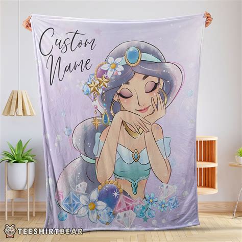 Hot Cartoon Disney Aladdin Jasmine Princess Blanket Fleece Customized