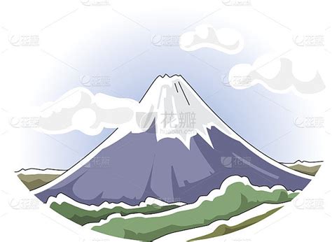 卡通的白雪覆盖的山顶