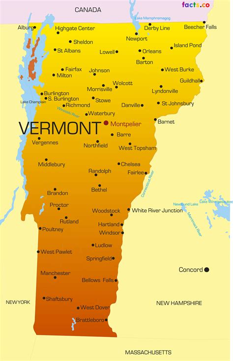 Free Printable Map Of Vermont
