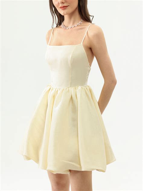 Solid A Line Spaghetti Straps Mini Dress For Date
