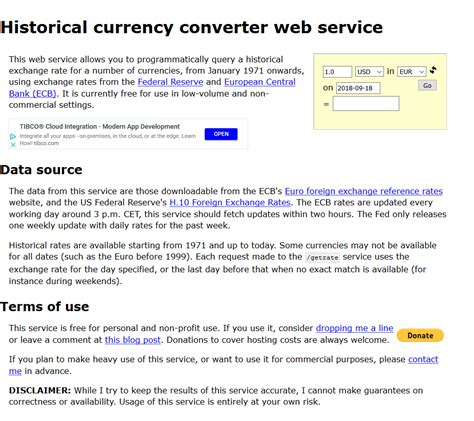 Historical Currency Converter Api Overview Sdk Documentation