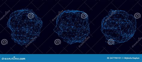 Vector Set Sci Fi Sphere With Particles And Lines Concept Network Connection Frame Sphere