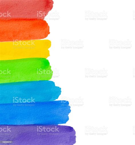 Lgbt 프라이드 월 수채화 텍스처 컨셉 레인보우 플래그 브러시 스타일은 흰색 배경에 격리됩니다 0명에 대한 스톡 벡터 아트 및