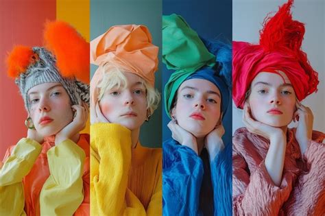 Vibrant Headwear Transformation Styles Premium Ai Generated Image
