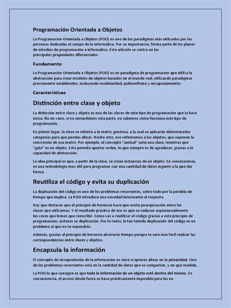 Programación Orientada A Objetos Pdf Computadoras Tecnología E