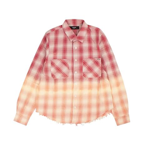 Buy Amiri Red And Tan Ombre Plaid Shirt Multi At 50 Off Editorialist