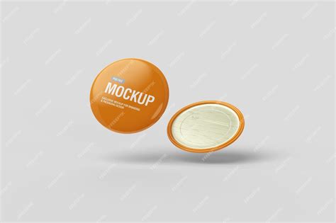 Premium Psd Floating Of Pin Button Mockup