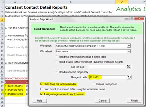 Read Worksheet Config Analytics Edge