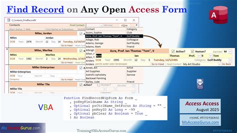 Find Record On Any Open Access Form