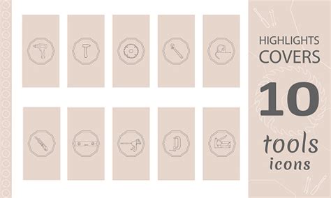 하이라이트 스토리 는 인기있는 소셜 미디어에 대한 커버 블로거에게 적합합니다 손으로 그린 표지판세트입니다 낙서 도구 간단한 벡터 아이콘입니다 가리기에 대한 스톡 벡터 아트