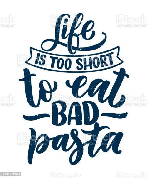 파스타에 대한 손으로 그려진 에테링 견적 타이포그래피 메뉴 디자인입니다 레스토랑 또는 인쇄 템플릿용 포스터입니다 재미있는 개념 벡터 격언에 대한 스톡 벡터 아트 및 기타