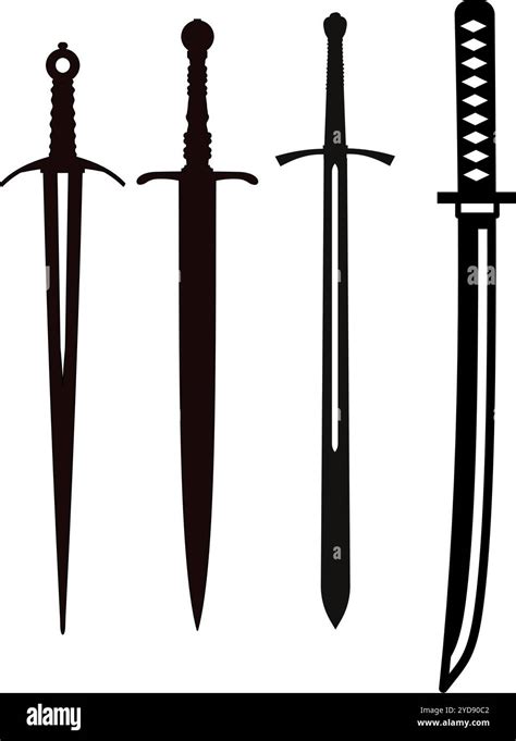 Set Of Sword Silhouette Vector Illustration Stock Vector Image And Art