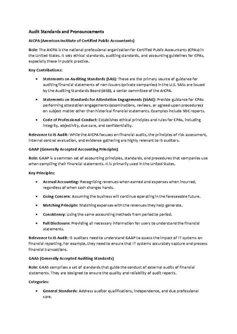 Audit Standards And Pronouncements It Sets Ethical Standards