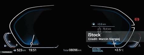 Empty Illuminated Car Dashboard Panel Concept Stock Illustration