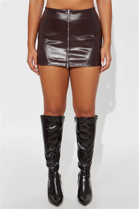 Hard To Resist Faux Leather Micro Mini Skirt Chocolate Fashion Nova
