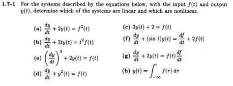 Solved For The Systems Described By The Equations Below Chegg