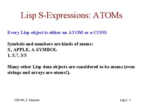Lisp S Expressions Atoms