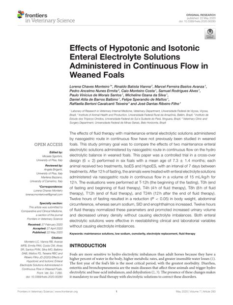Pdf Effects Of Hypotonic And Isotonic Enteral Electrolyte Solutions