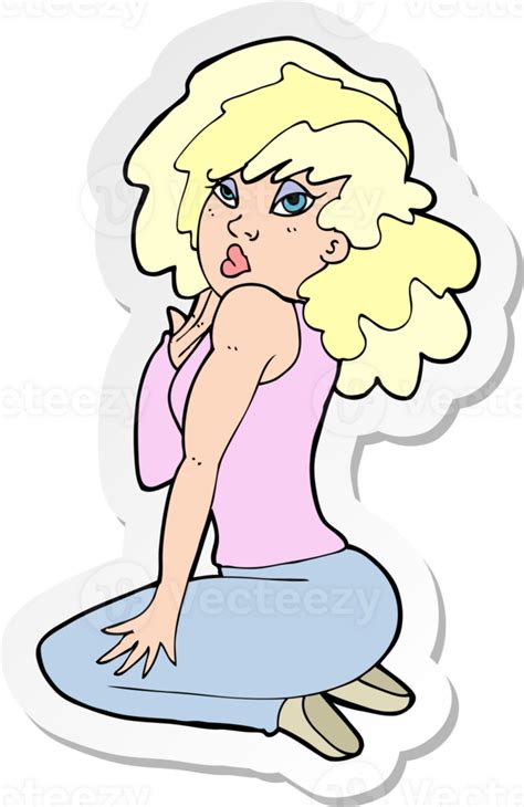 Sticker Of A Cartoon Woman Posing 45254750 Png