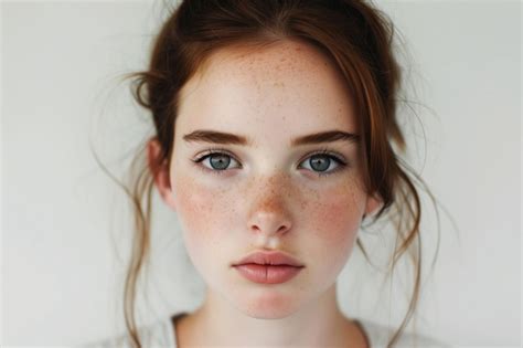 Premium Photo Pale Girl Stunning Portrait Set Against White Background