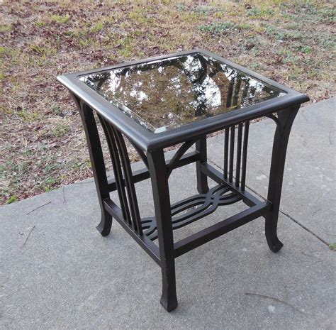 Vintage Wood Glass Top Table End Table Side Table Lamp Table Bedside