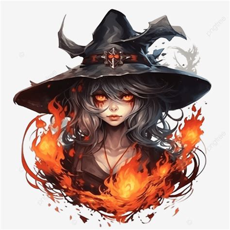 Scary Witch Girl With Stitched Mouth And Fireball On Halloween Concept