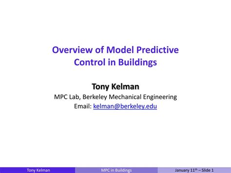Ppt Overview Of Model Predictive Control In Buildings Powerpoint