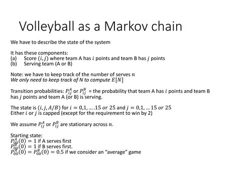 Volleyball Analytics Modeling Volleyball Using Markov Chains Pdf