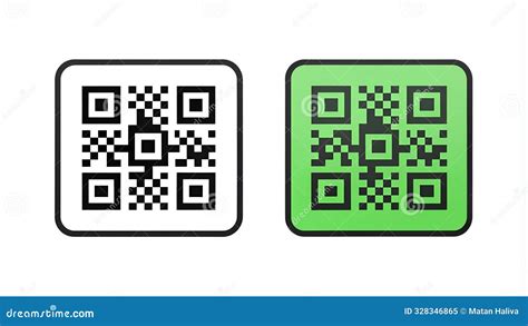 Qr Code Icon Set Scan Qrcode Pictogram In Black Filled And Outlined Style Stock Illustration