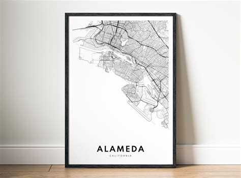 Alameda Ca Map Print Digital Download Black And White City Map Poster