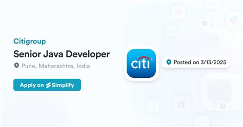 senior java developer citigroup simplify jobs