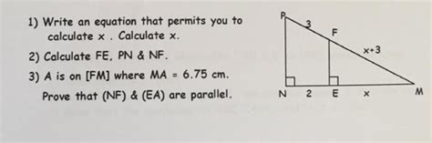 solved 1 write an equation that permits you to calculate x