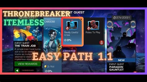 MCOC EQ 1 1 Easy Path ThroneBreaker THE TRAIN JOB Itemless