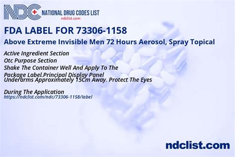Fda Label For Above Extreme Invisible Men Hours Aerosol Spray