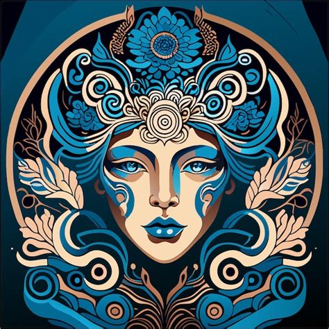 Premium Vector Serene Face Enhanced By Abstract Renaissance Art