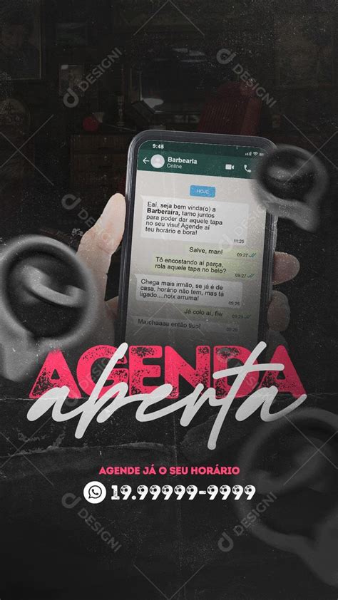 Stories Agenda Aberta Barbearia Social Media Psd Editávelzip