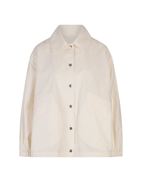Jil Sander Feather Jacket With Back Logo In White Lyst