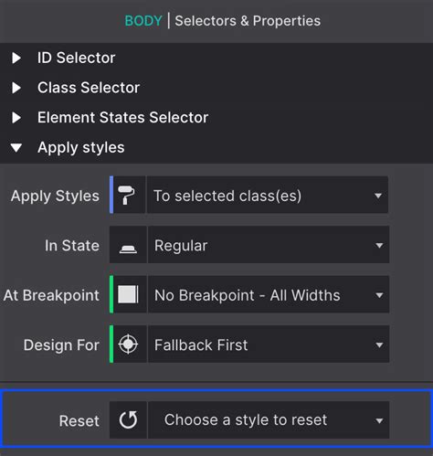 Styles Pane Selectors