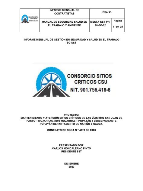 Informe Mensual Gestión Ambiental Pdf