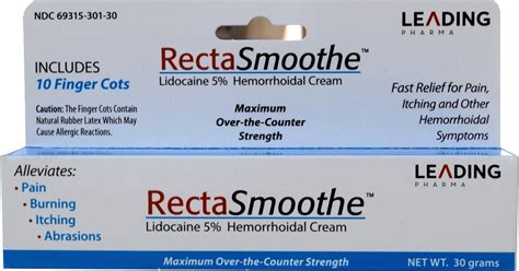 Rectasmoothe Lidocaine 5 Hemorrhoidal Anesthetic Cream Fast Pain