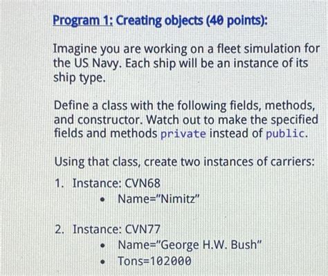 Solved Program 1 Creating Objects 40 ﻿pointsimagine You