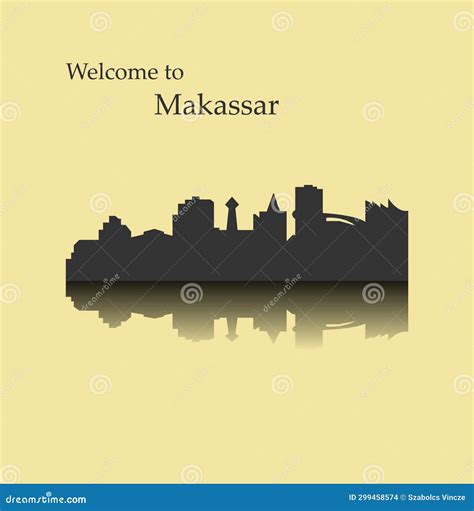 Makassar Indonesia City Silhouette Stock Vector Illustration Of