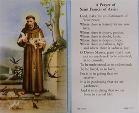St Francis Of Assisi Peace Prayer Paper Holy Card Our Daily Bread
