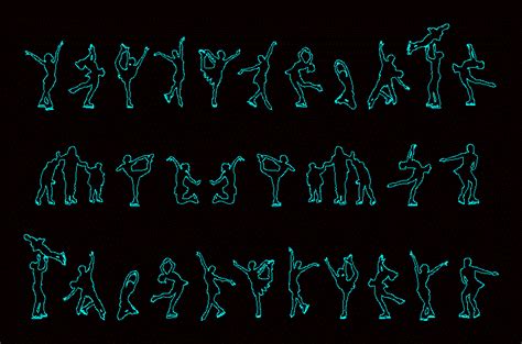 People Silhouettes Ice Skating Dwg Elevation For Autocad Designs Cad