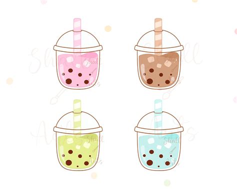 Cute Boba Tea Clipart Boba PNG Cute Bubble Tea Clipart Etsy