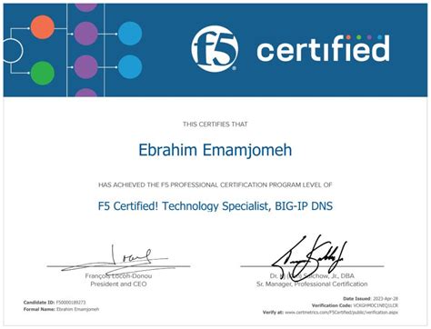 Parham Emamjomeh On Linkedin F5 F5networks Ltm Adc Gtm Dns Certification Certifications