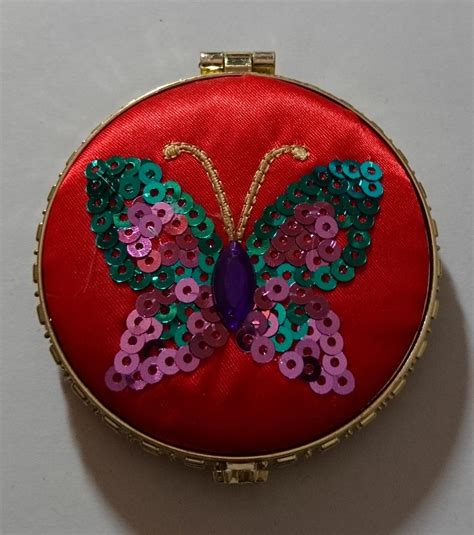 Butterfly Handbag Mirror Compact Red Circle