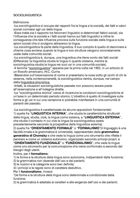 Riassunto Del Manuale Di Sociolinguistica Schemi E Mappe Concettuali