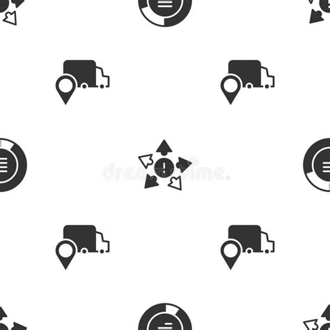Set Pie Chart Infographic Many Ways Directional Arrow And Delivery Tracking On Seamless Pattern