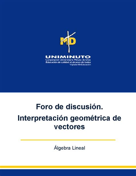 Foro De Discusión S7 Interpretación Geométrica De Vectores En Álgebra